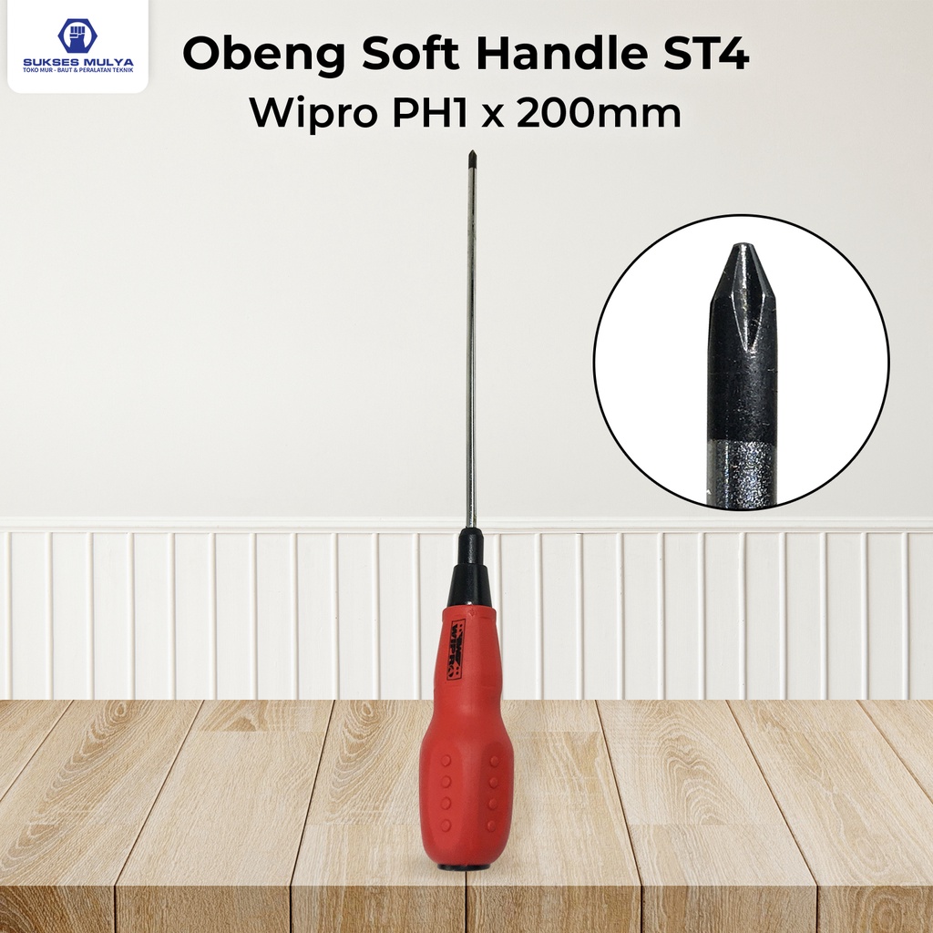 Jual WIPRO ST4 Obeng Karet / Obeng Soft Handle 4X200 Merah ...