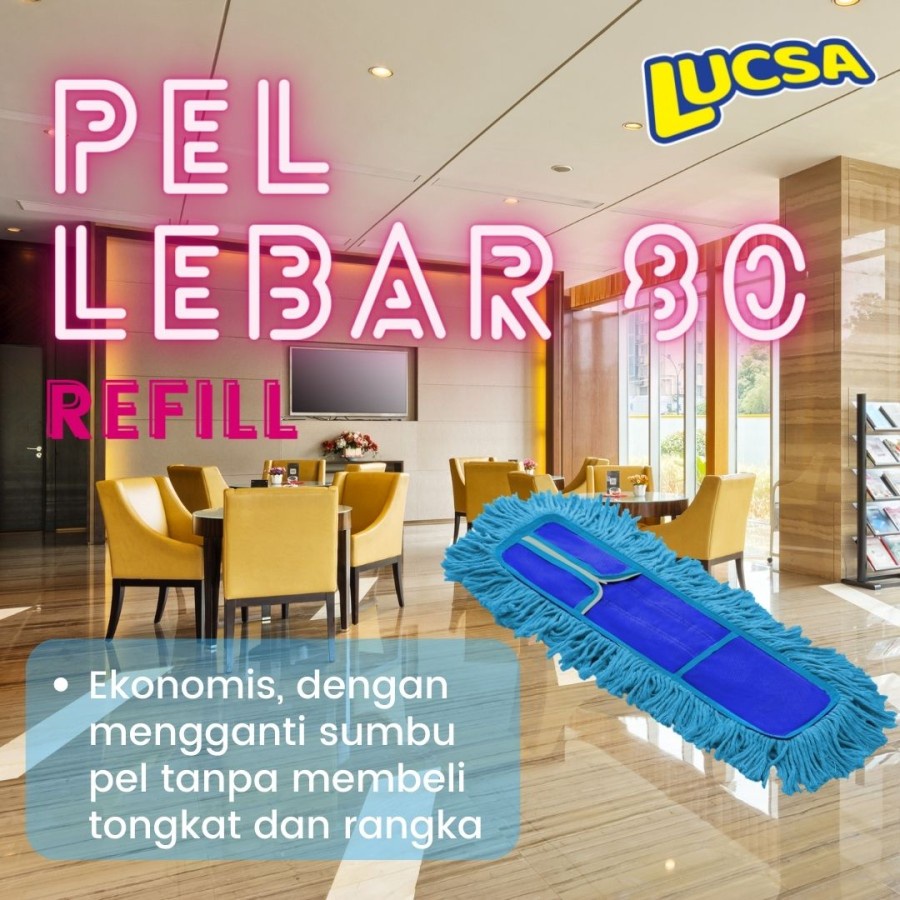 Jual Myhomey Pel Lebar 80cm Refill Pel Sapu Lantai Lobby Dust Mop Lucsa ...
