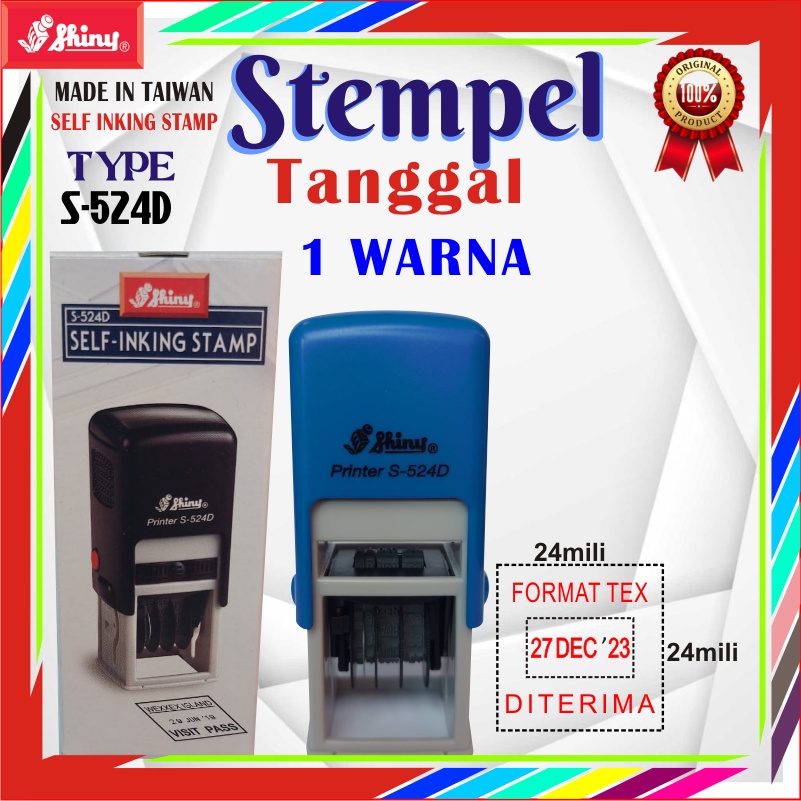 Jual STEMPEL SHINY CAP S-524D TANGGAL | S-300 | S-400 (BIRU - HITAM ...