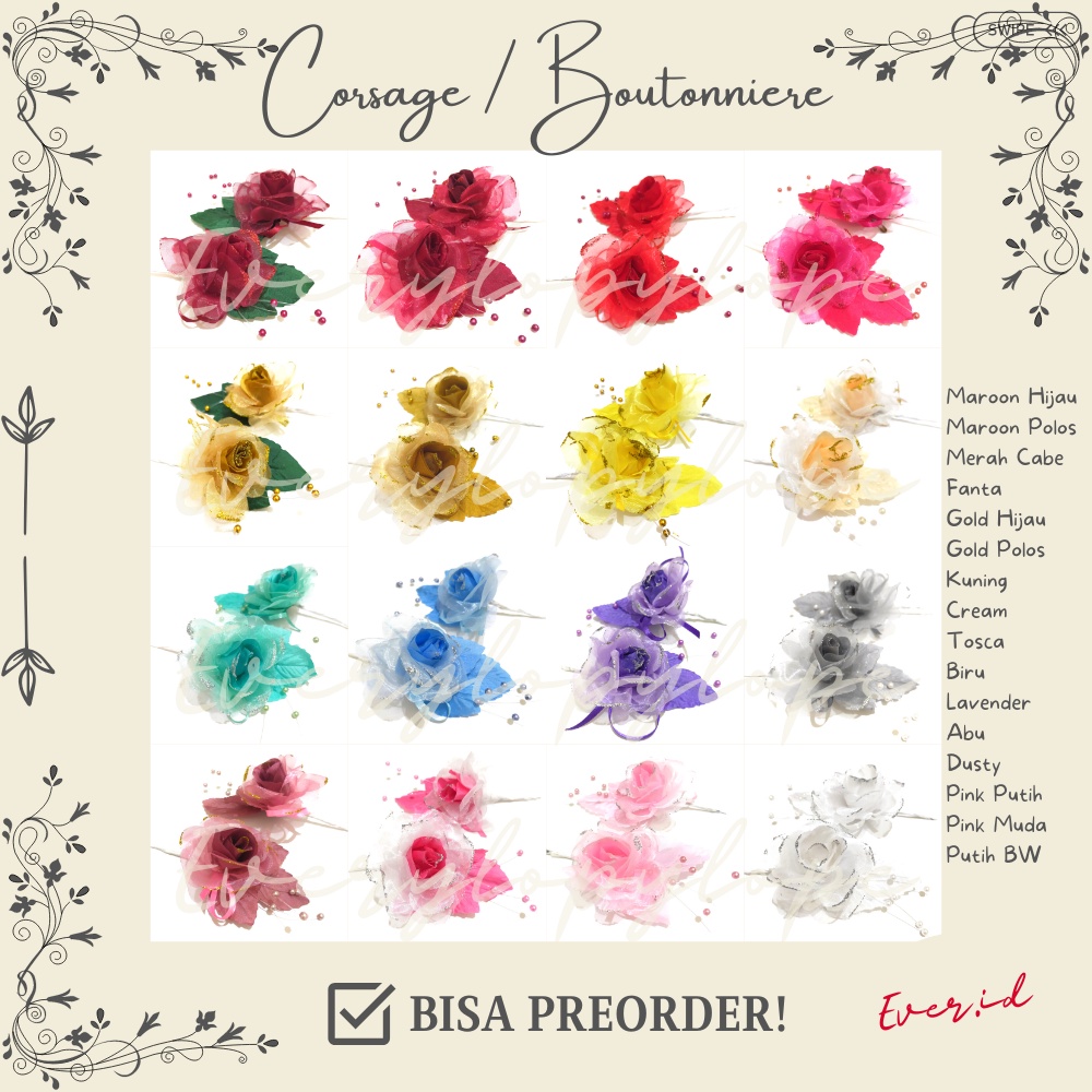 Jual Preorder Corsage Wedding Korsase Panitia Pernikahan Boutonniere ...