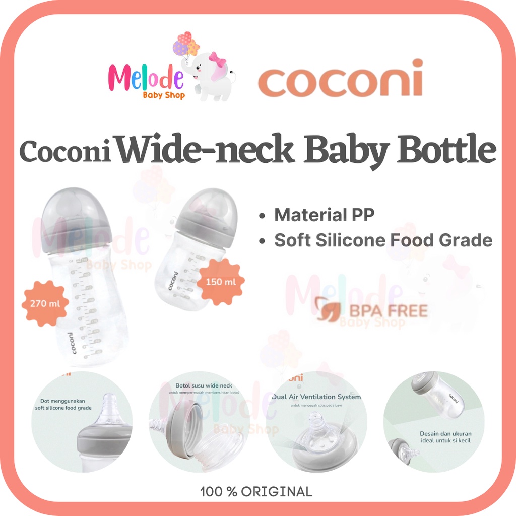 Jual Coconi Wide-neck Baby Bottle 150ml/270ml | Botol Susu Dot Bayi ...