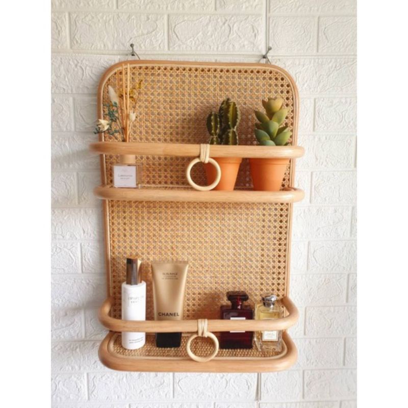 Jual rak barang kecil minimalis rotan alami | Shopee Indonesia