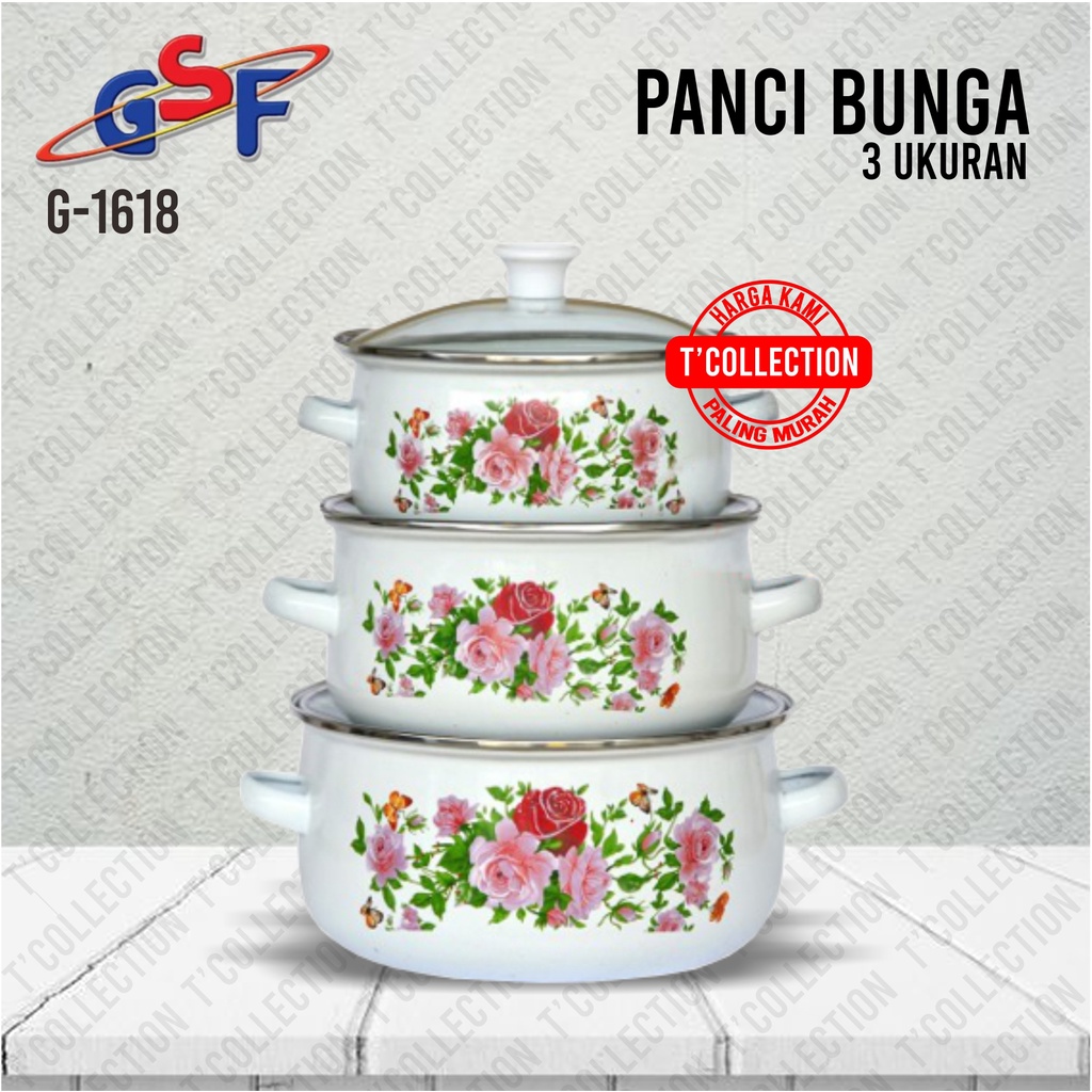 Jual Panci Set Enamel Susun 3 Tebal Motif Corak Bunga GSF G 1618 ...