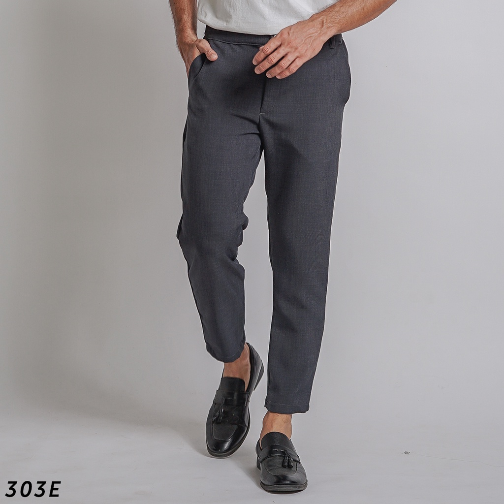 Jual HSRM - Dapper Formal Ankle Pants Dark Grey Misty | Shopee Indonesia