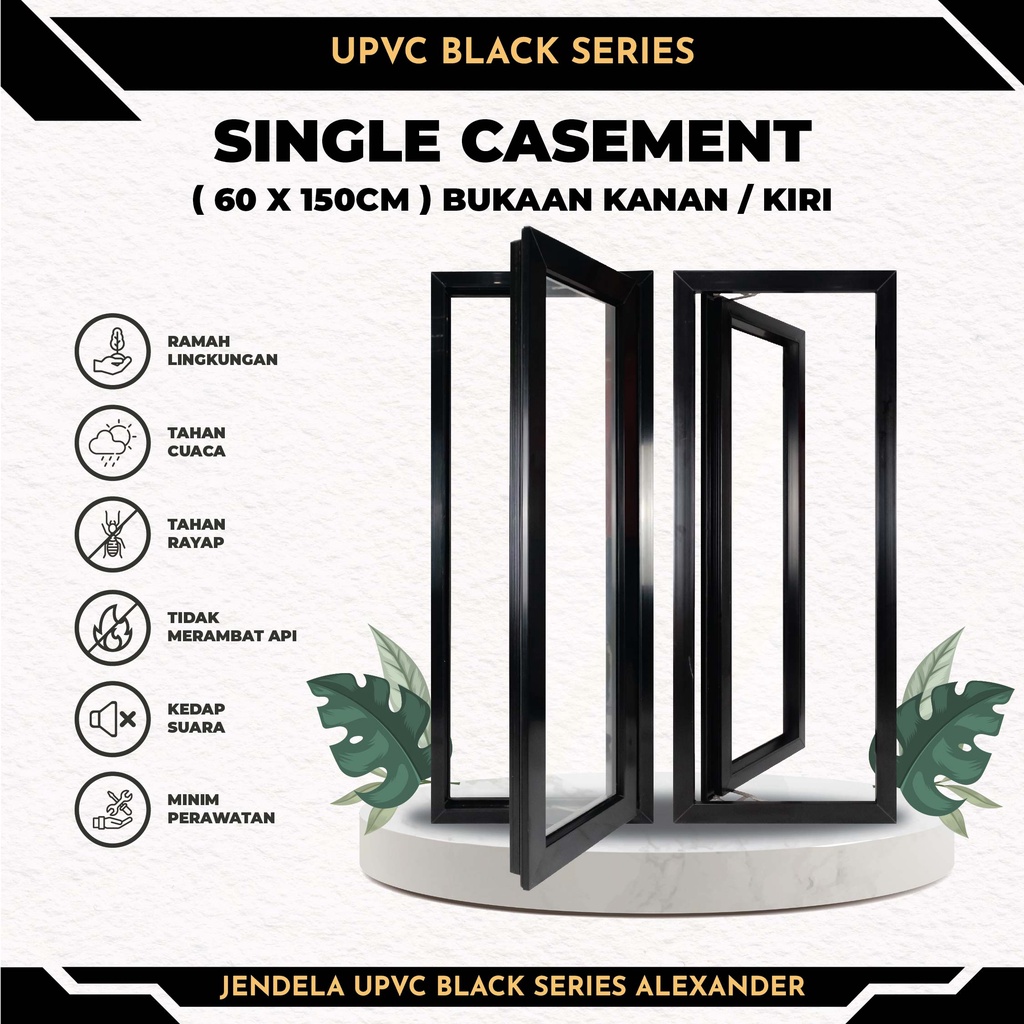 Jual Jendela UPVC Hitam Alexander Perkasa Single Casement 60x150cm ...
