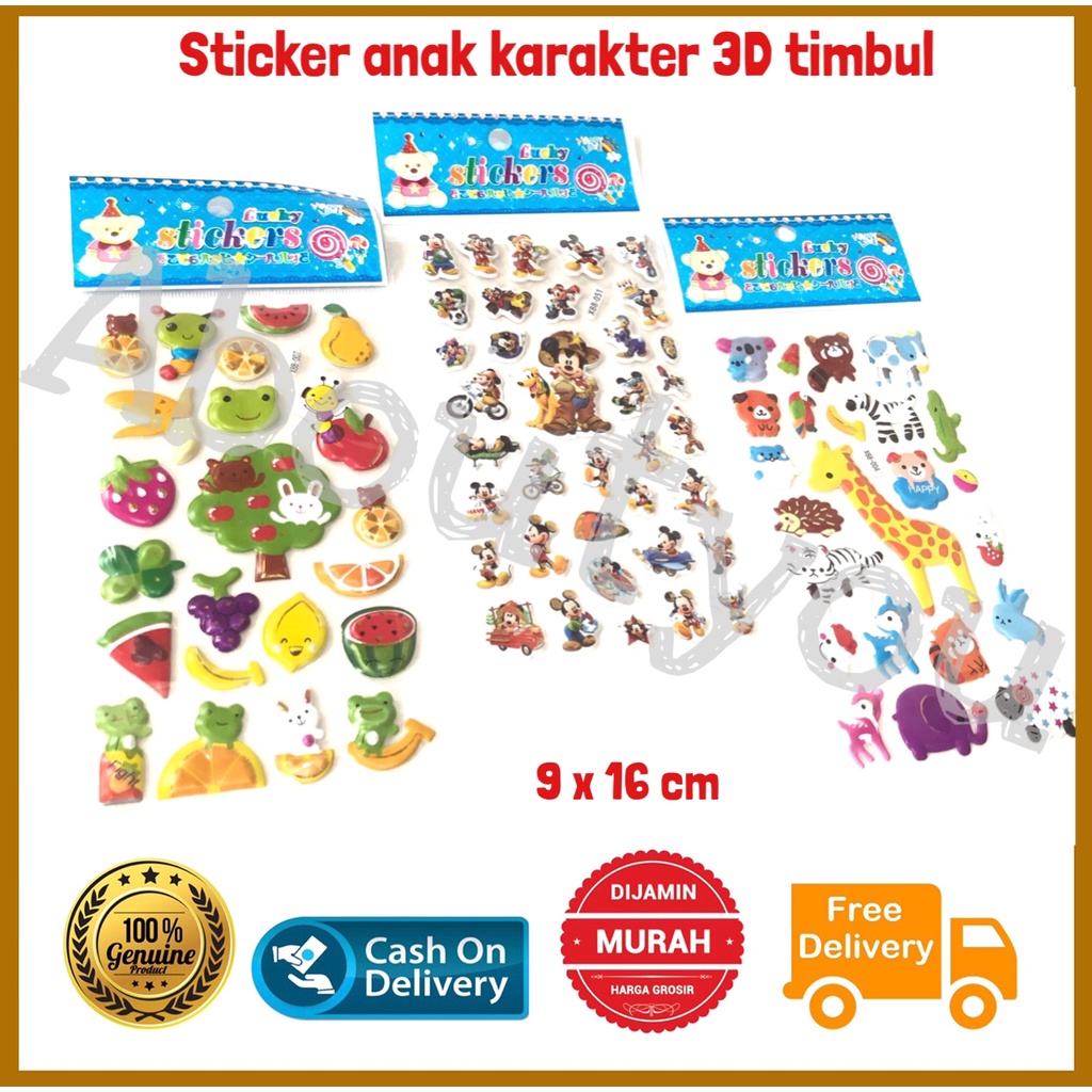 Jual STIKER Karakter Anak Timbul Sticker 3D Stiker Tempelan Anak Puffy ...