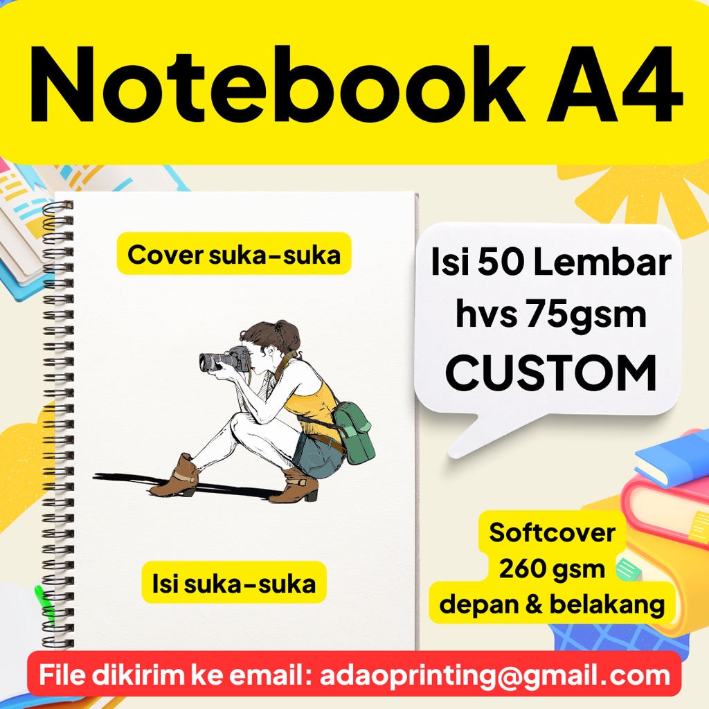 Jual Notes / Notebook Custom A4 / Notebook Spiral - Cover Depan ...