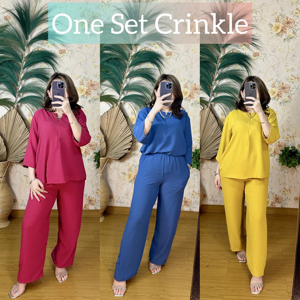 Jual NCDY ONE SET Crinkle setelan wanita set wanita kekinian setelan ...