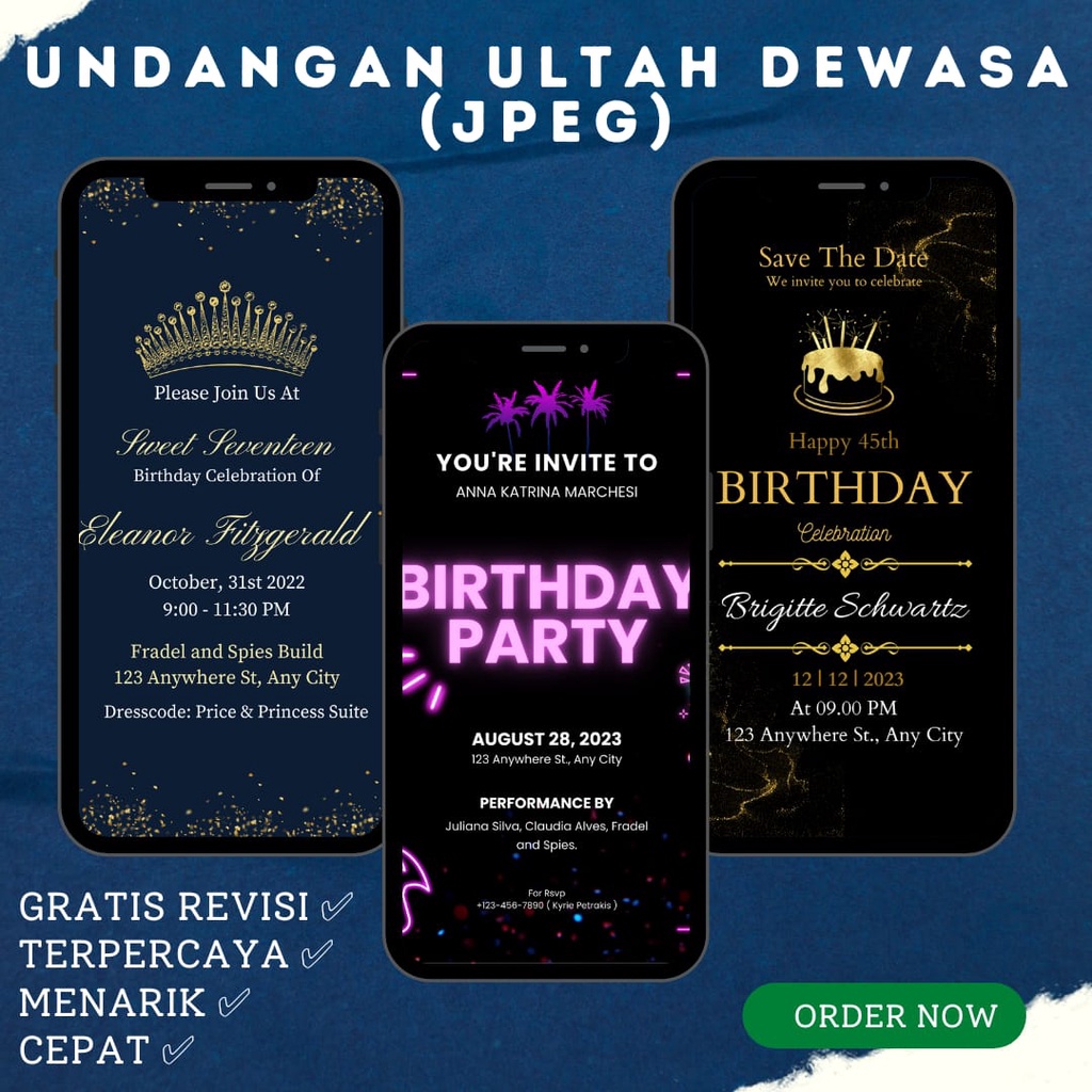 Jual UNDANGAN ULANG TAHUN DEWASA | UNDANGAN HBD | BIRTHDAY INVITATION ...