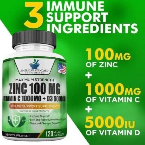 Jual Zinc 100mg vitamin C 1000mg 5000 IU Multivitamin American Standard ima01 | Shopee Indonesia