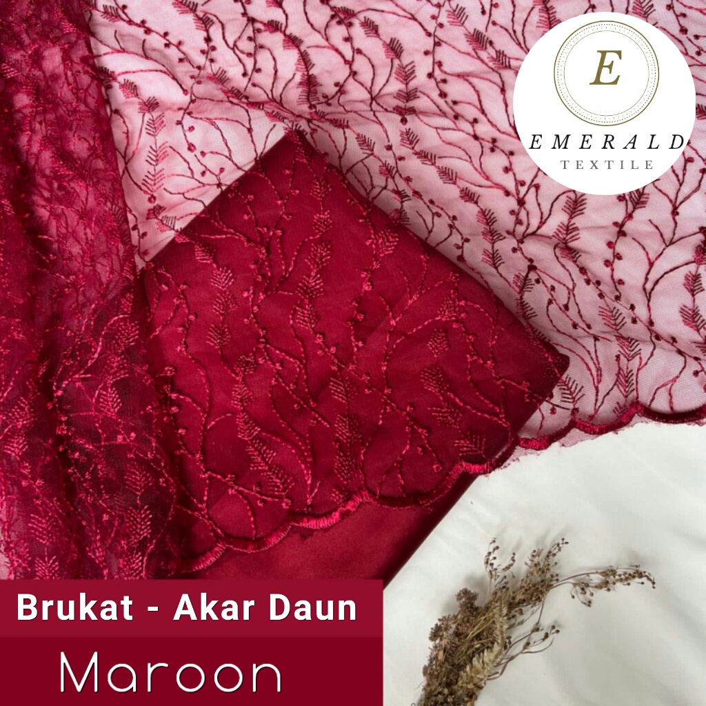 Jual SETENGAH METER Kain Brukat Tile Prancis Premium Motif Akar Daun ...