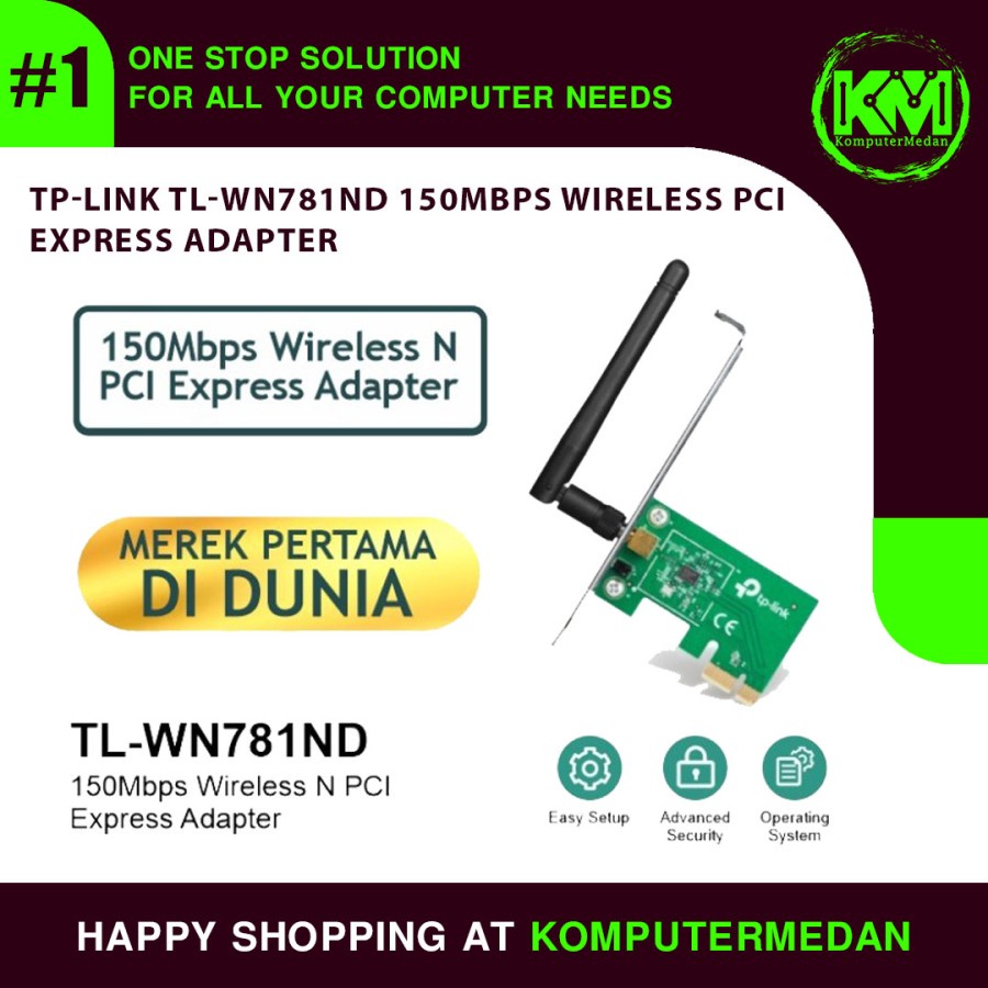 Jual TP-LINK TL-WN781ND 150Mbps Wireless PCI Express Adapter 781nd ...