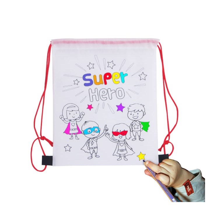 Jual [BP] DIY Mewarnai Tas Serut Spunbond / Coloring Ransel / Mainan ...