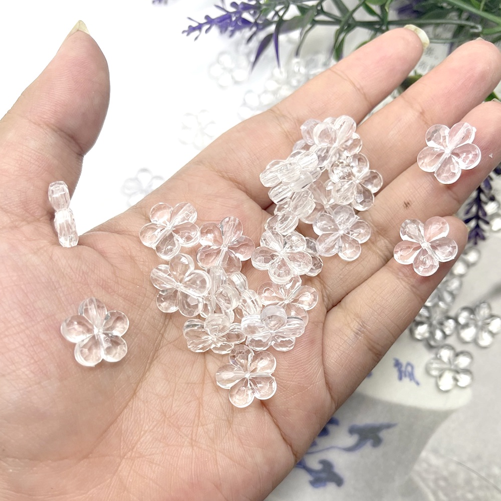 Jual 10 gr Manik-manik Mote Bunga DAISY PUTIH TRANSPARAN | Shopee Indonesia