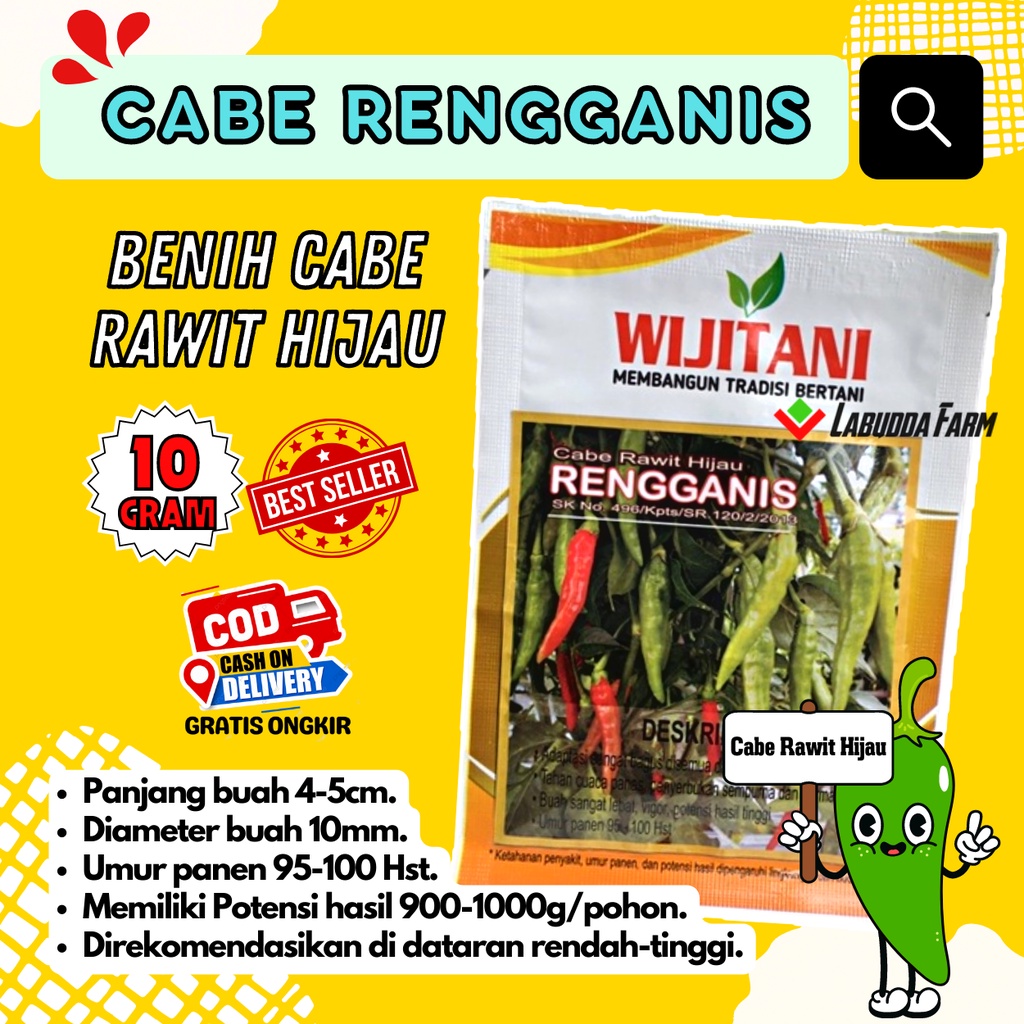 Jual Cabe Rengganis 10 Gram - Bibit Cabe Rawit Hijau - Bibit Lombok Ijo ...