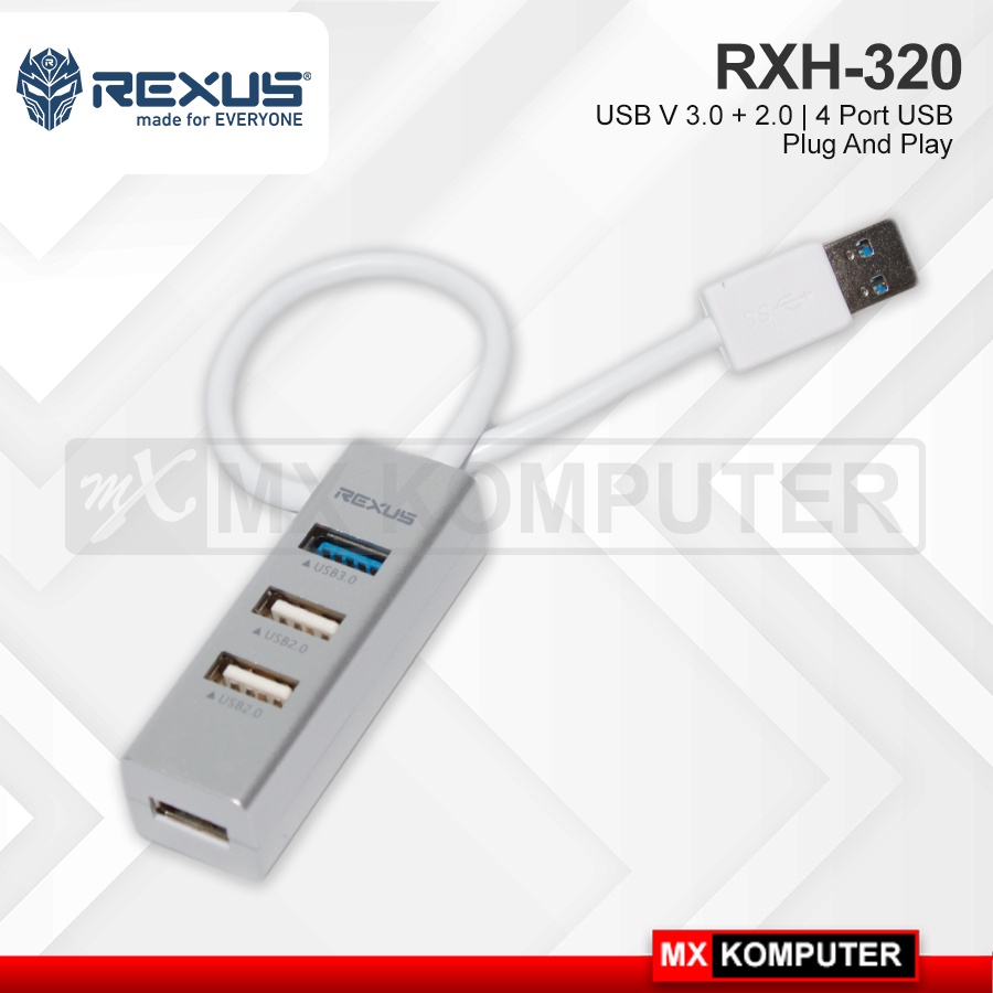 Jual Rexus RXH-320 - USB HUB 4PORT ( 1PORT USB 3.0 + 3PORT USB 2.0 ) | Shopee Indonesia