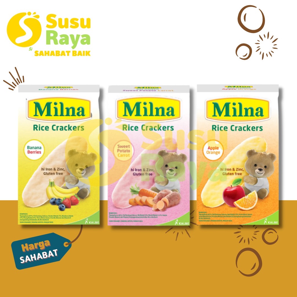 Jual MILNA RICE CRACKERS 20 GRAM BANANA BERRIES/SWEET POTATO/APPLE ...
