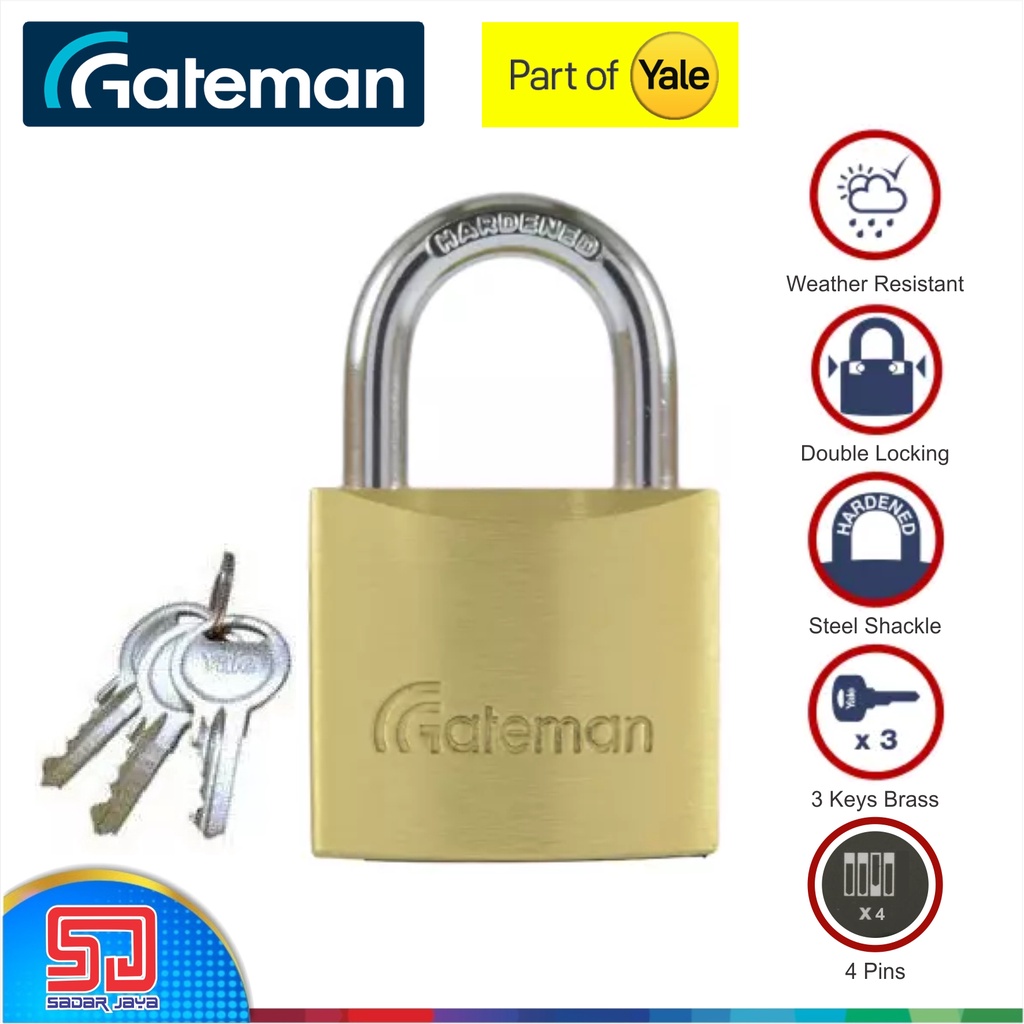 Jual Gateman of Yale GMP 30 mm Gembok Kecil Laci Koper Kotak Amal Kuningan Padlock Brass ...