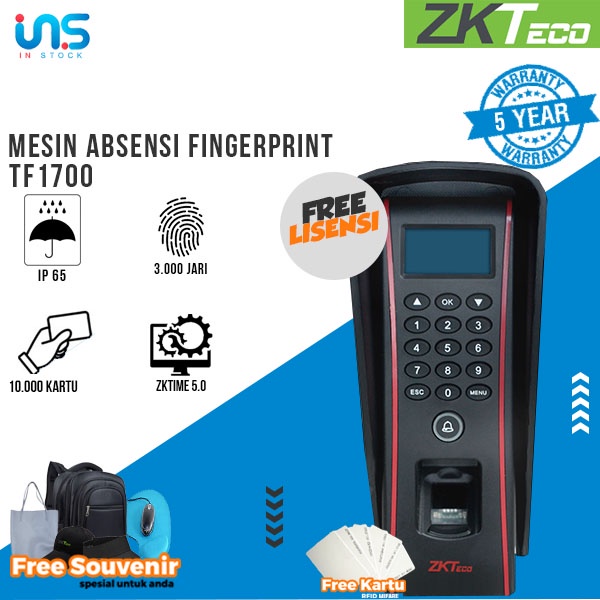 Jual Mesin Absensi Fingerprint Dan Akses Kontrol ZKTECO TF1700 IP65 | Shopee Indonesia