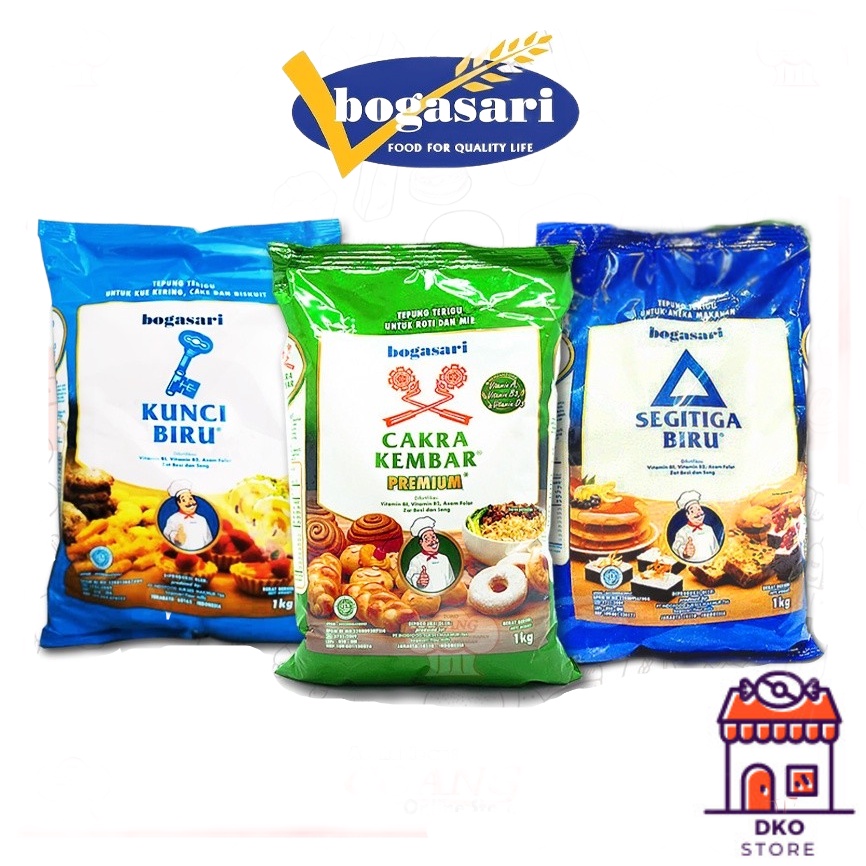 Jual BOGASARI Tepung Terigu - 1 Kg - Segitiga Biru / Cakra Kembar ...