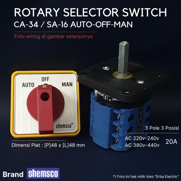Jual Best Seller Shemsco Ca-34-Auto-Off-Man Rotary Selector Switch 3 ...