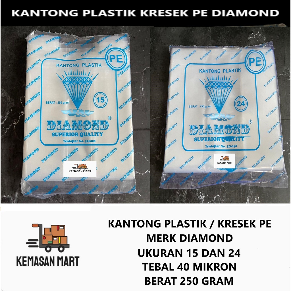 Jual KANTONG PLASTIK KRESEK PE DIAMOND UKURAN 15 20 24 BENING ...