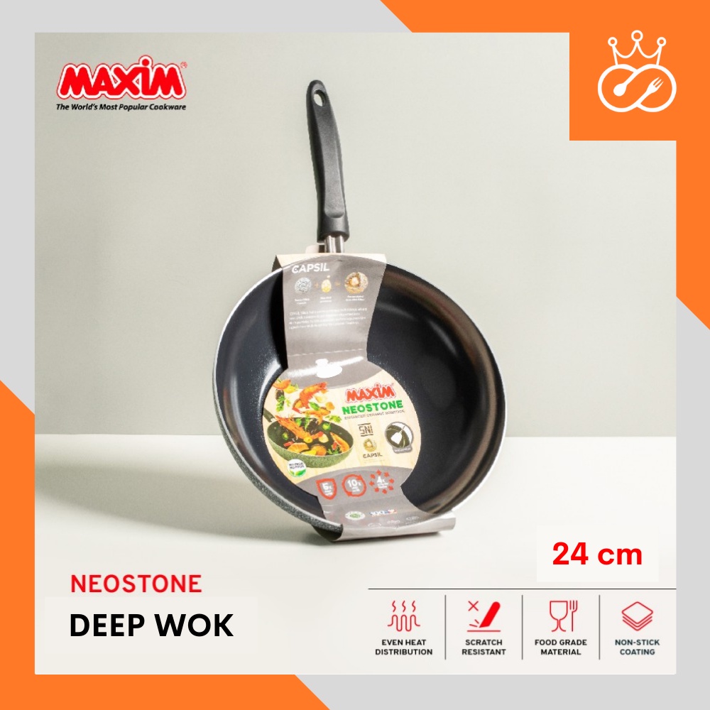 Jual Maxim Deep Wok NEOSTONE 24 cm - Wajan Penggorengan Cekung Anti ...