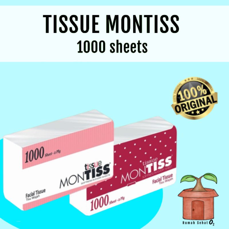 Jual Tisu Wajah Montiss Facial Tissue 1000 Sheet 2 Ply 900 Gram Green ...