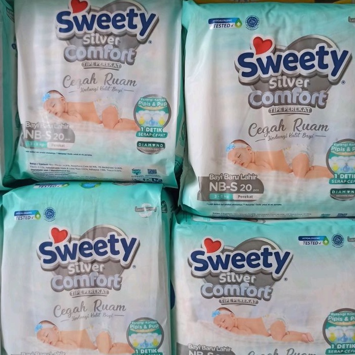 Jual TERMURAH SWEETY SILVER NB-S 20pc Popok Bayi Baru Lahir Comfort ...