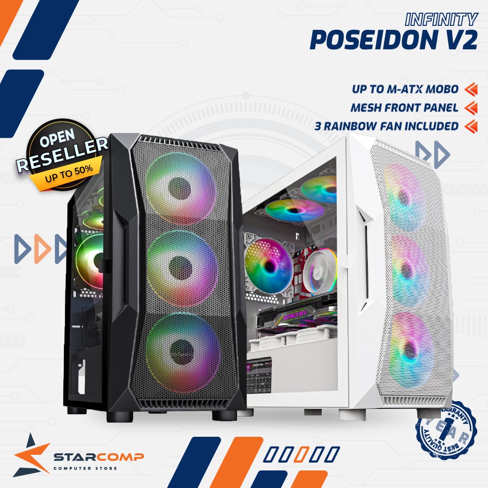 Jual Infinity Poseidon V2 micro ATX Mesh Casing Gaming Tempered Glass ...