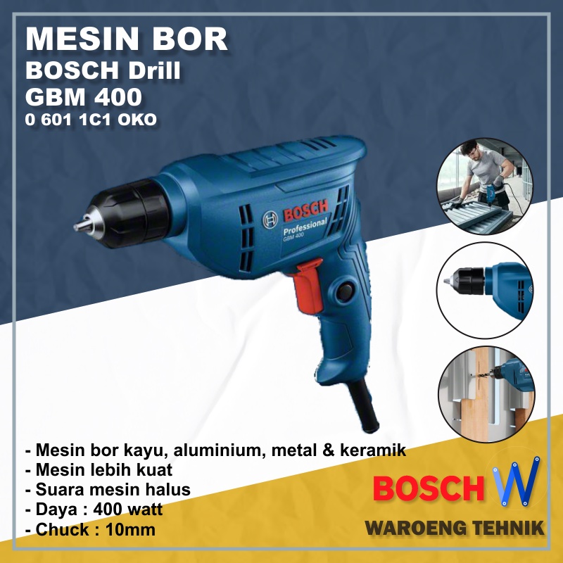 Jual BOSCH GBM 400 Mesin BOR 10mm Professional New Mesin Bor [Drill (RE ...