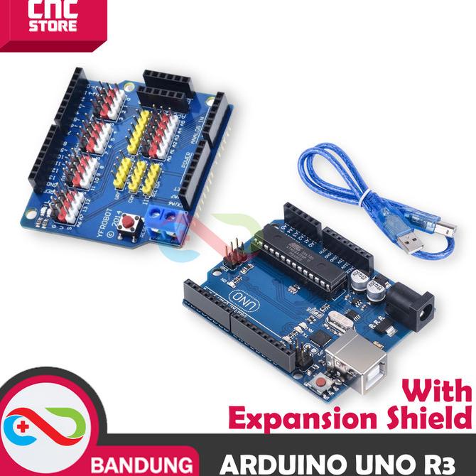 Jual Arduino Uno R3 Atmega328p Atmega 16u2 Plus Expansion Shield