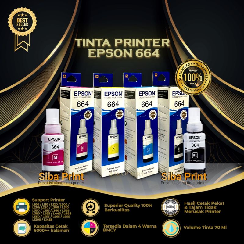 Jual 1 SET 4 PCS Tinta Epson 664 Original L360 L100 L110 L120 L200 L210 L211 L220 L300 L301 L310 ...