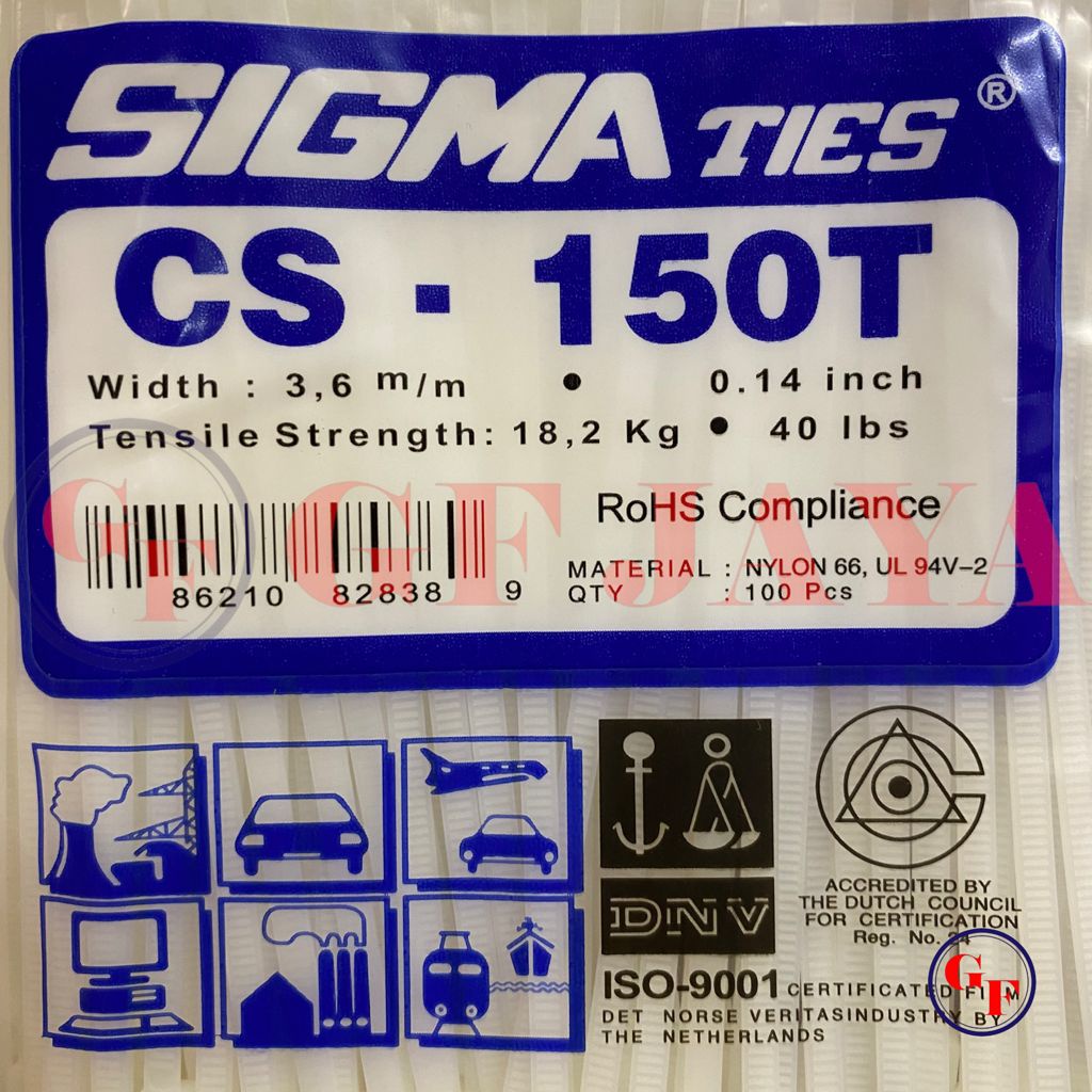 Jual Kabel Ties Sigma CS-150T 15cm x 3.6mm Putih / CS150T CV150 CV 150 ...