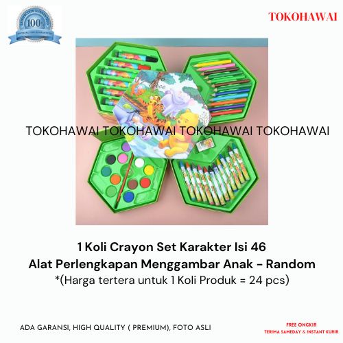 Jual 1 Koli Crayon Set Karakter Isi 46 Alat Perlengkapan Menggambar ...