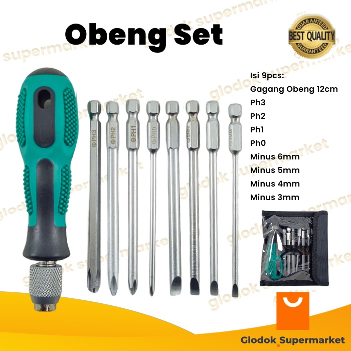 Jual Obeng Set 9 in 1 Screwdriver Magnetic Plus Minus Peralatan Service ...