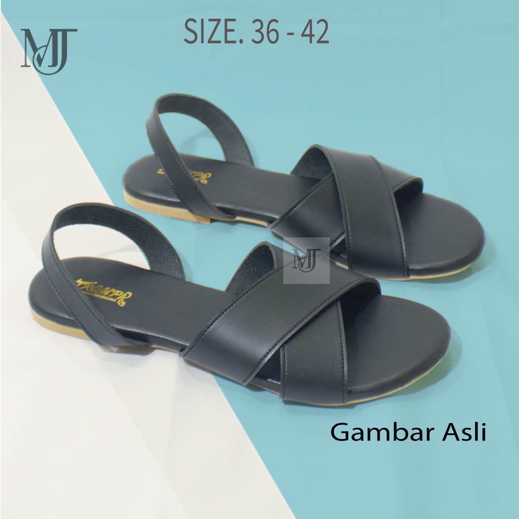 Jual Sandal Teplek Wanita Tali Belakang Strap Silang Travel Sendal ...