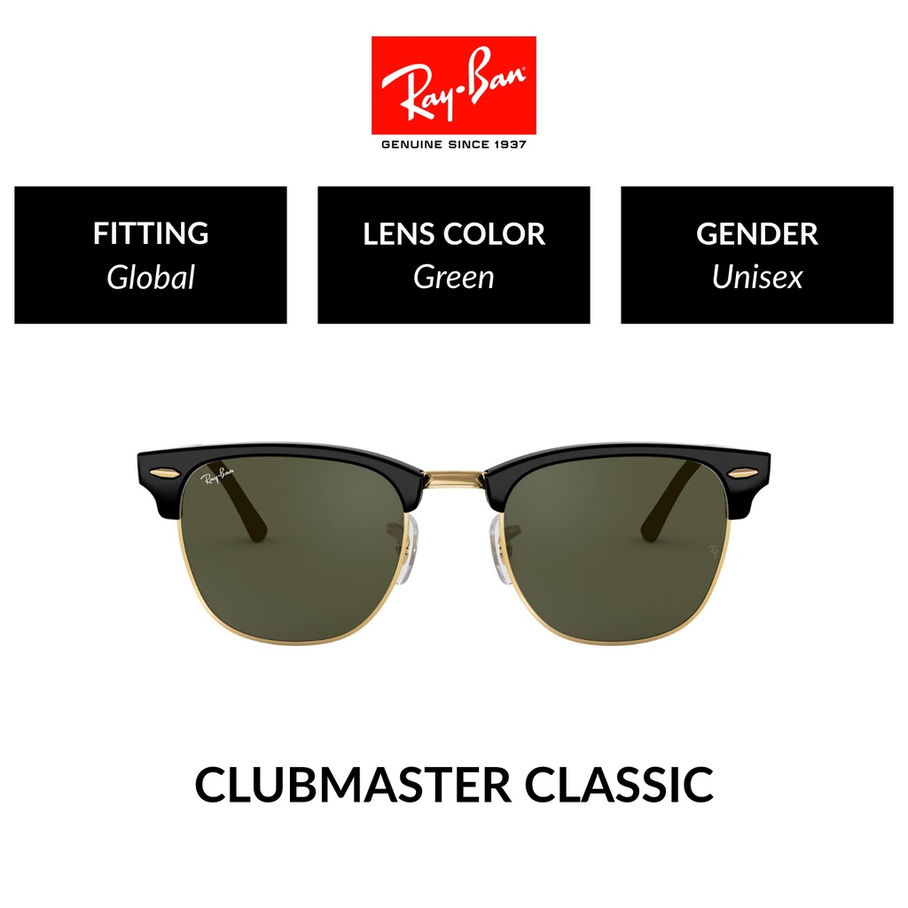 Jual Ray Ban Clubmaster Rb3016 W0365 Global Fitting Sunglasses