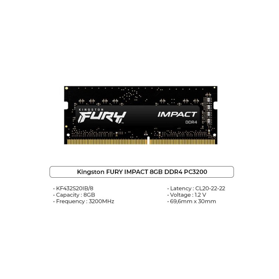 Jual Sodimm Kingston Fury Impact 8GB DDR4 KF432S20IB/8 PC3200 CL20 | Shopee Indonesia