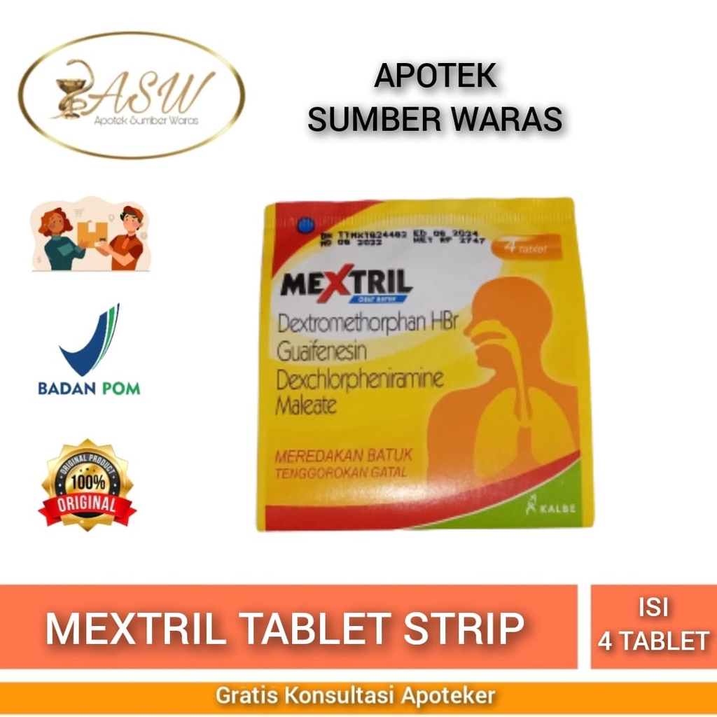 Jual MEXTRIL TABLET STRIP ISI 4 TABLET / OBAT BATUK | Shopee Indonesia