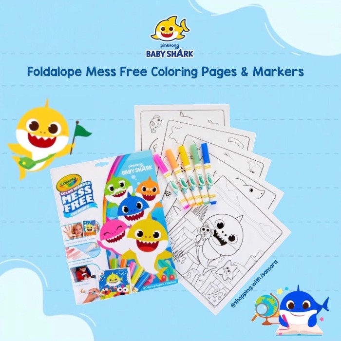 Jual Crayon Crayola Pinkfong Baby Shark Foldalope Mess Free Coloring ...
