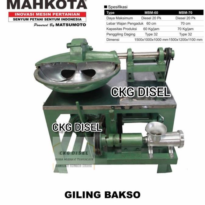 Jual Mesin Giling Bakso Mahkota Mbm-60 + Mesin Diesel | Shopee Indonesia