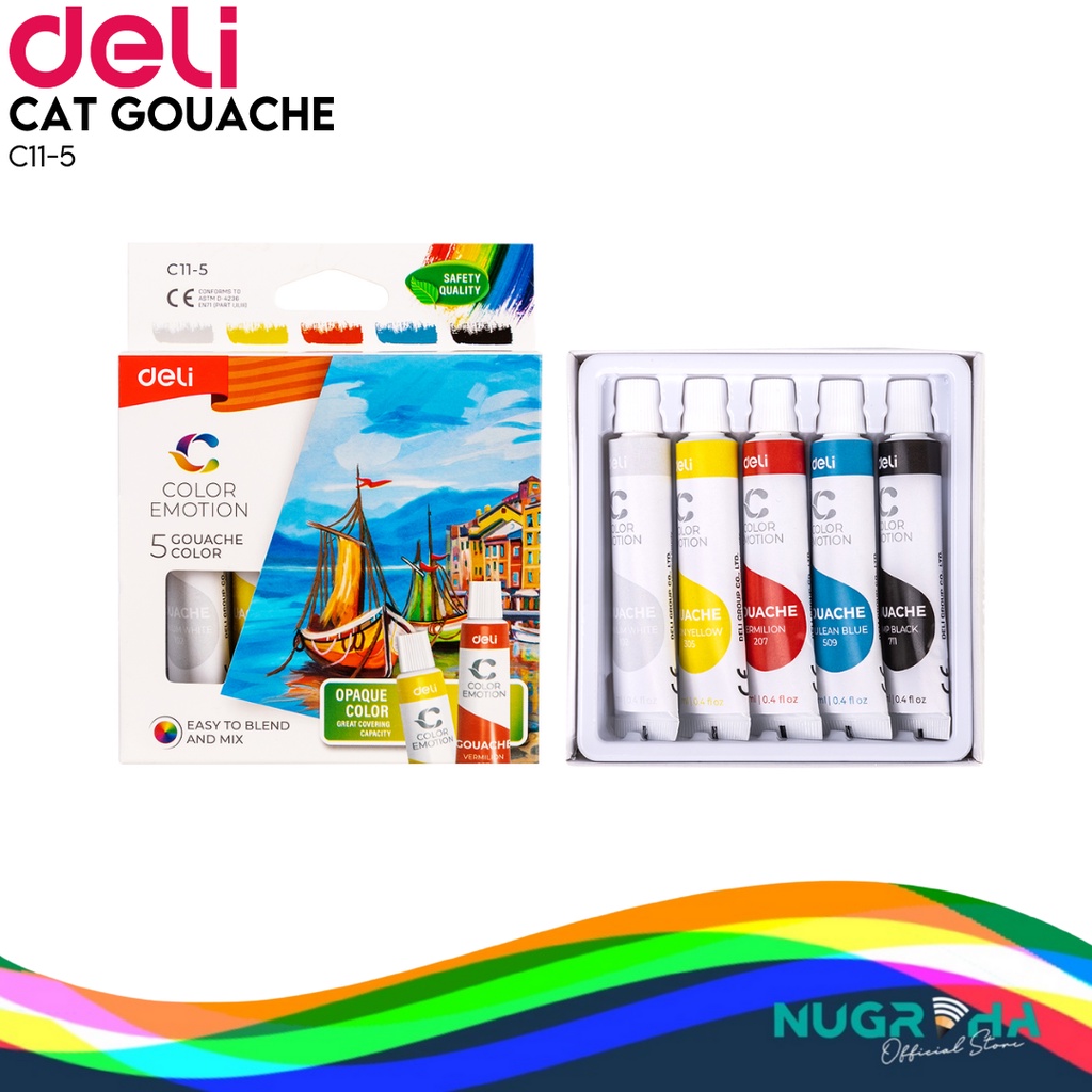 Jual Cat Gouache / Cat Lukis 5 Warna Deli C11-5 | Shopee Indonesia