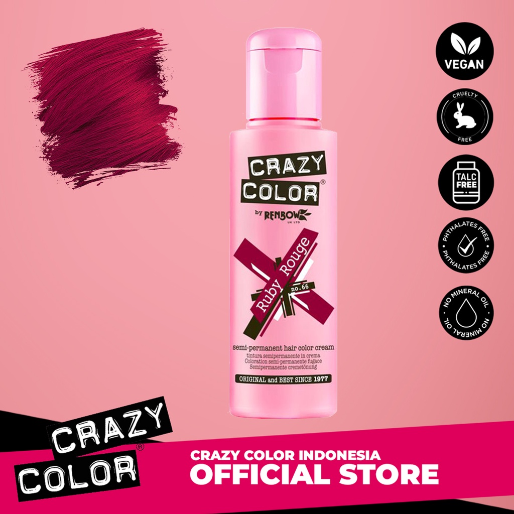 Jual Crazy Color Semi Permanent Hair Color Ruby Rouge Pewarna Rambut ...