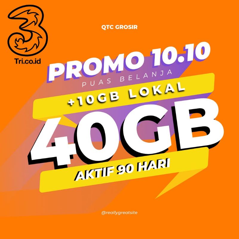 Jual Voucher Tri AON 40+10GB LOKAL | Shopee Indonesia