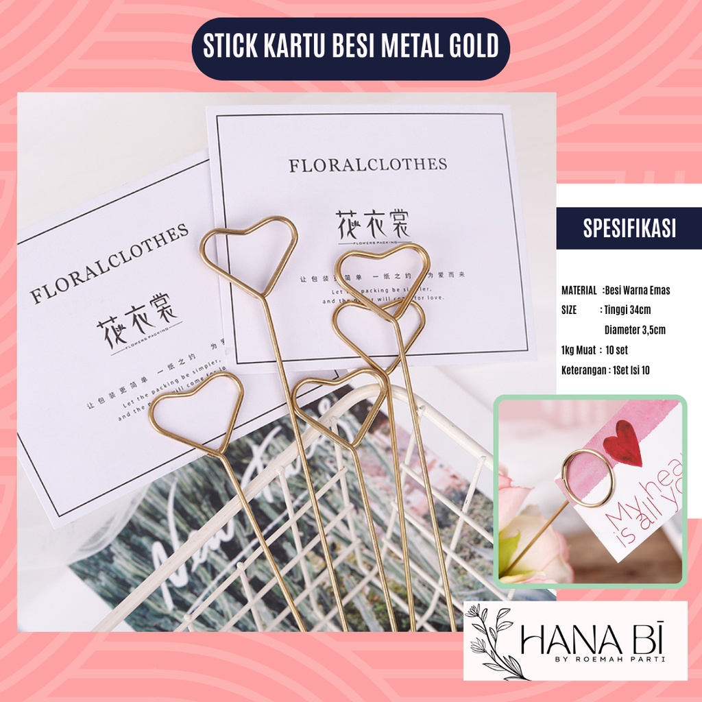 Jual Accessories Stick Kartu Besi Metal Gold 10 Pcs Stick Foto Holder ...