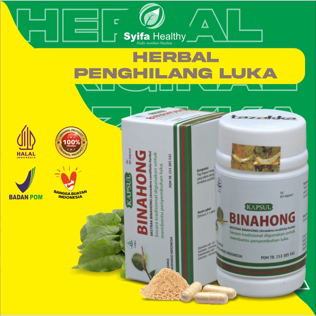 Jual DAUN BINAHONG Obat Pengering Luka Pasca Operasi Caesar Kapsul Binahong Tazakka isi 60 ...