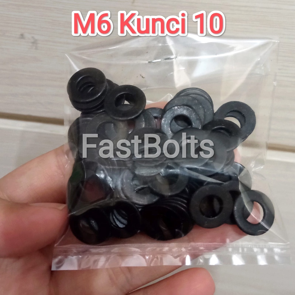 Jual [100 PCS] Ring Baut Kunci 10 BAJA HITAM/ Ring Plat M6 | Shopee ...