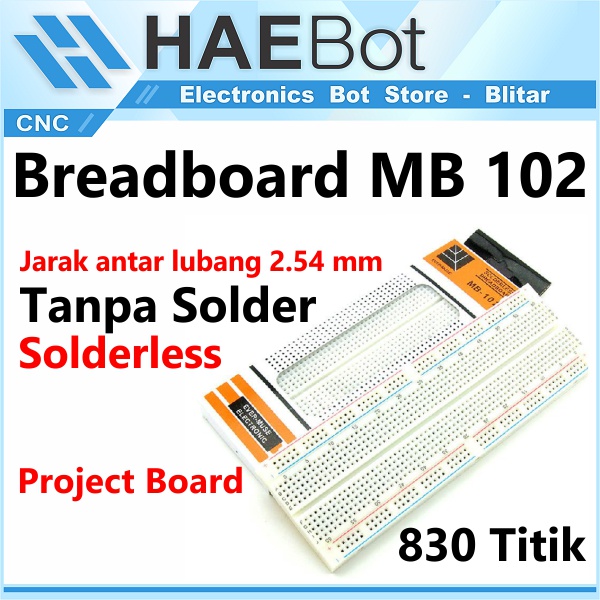 Jual [HAEBOT] Breadboard MB102 830 Tie Lubang ProjectBoard Pcb ...