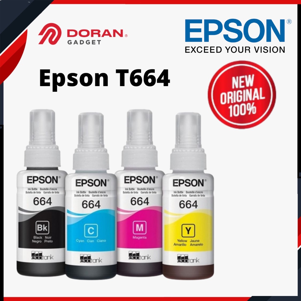 Jual Epson T664 Ink T6641 Refill Ink Black - Tri Color Netto 70ml ...